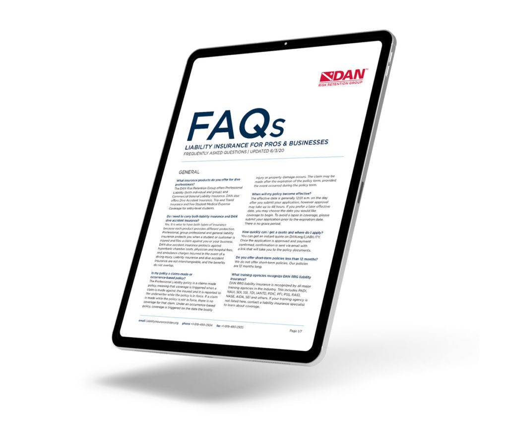 Liability Insurance FAQs - Divers Alert Network